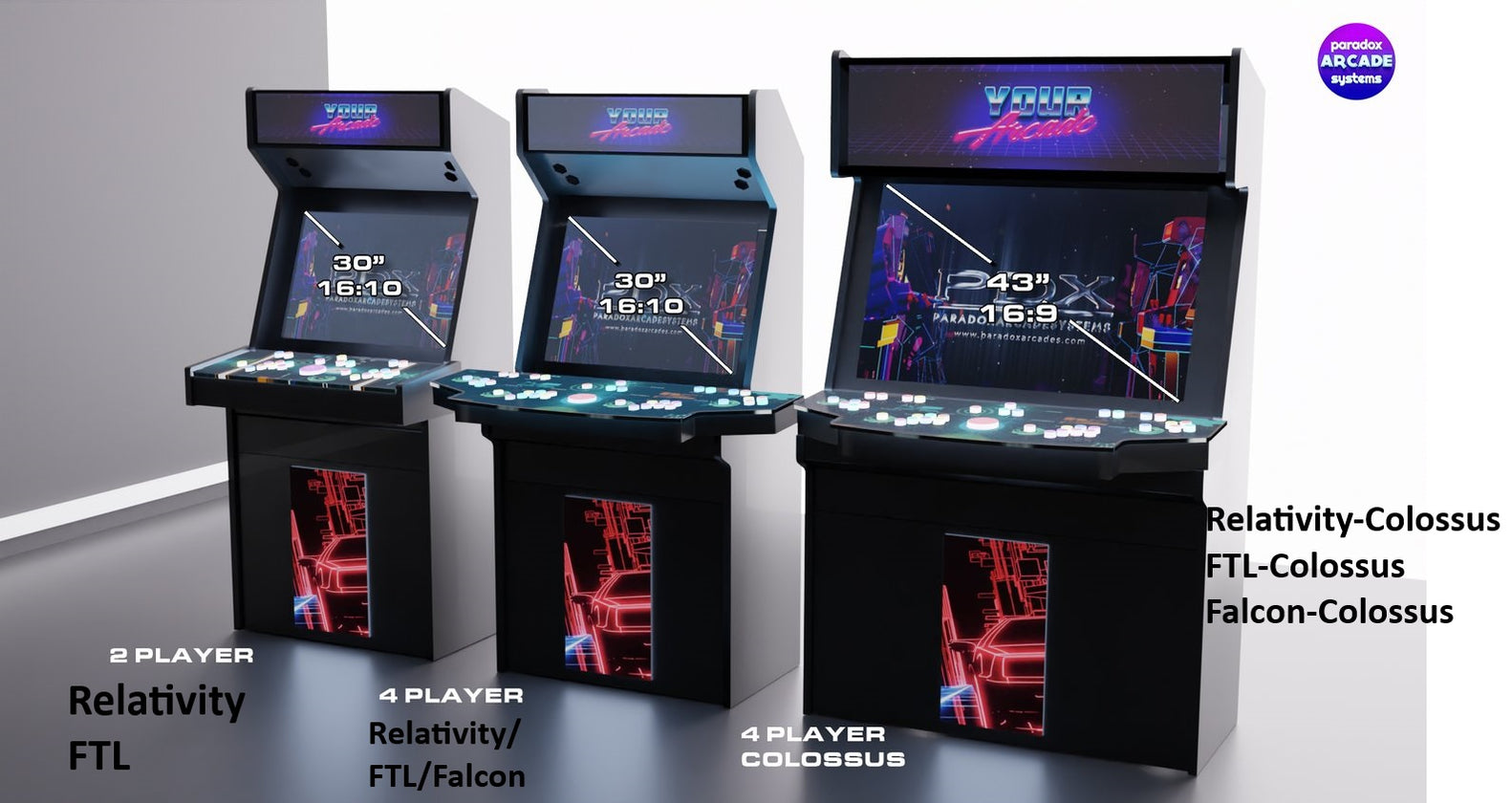 Paradox Arcades| Falcon-Colossus - XL | 43" 4K Monitor | 4-Player | Fi ...