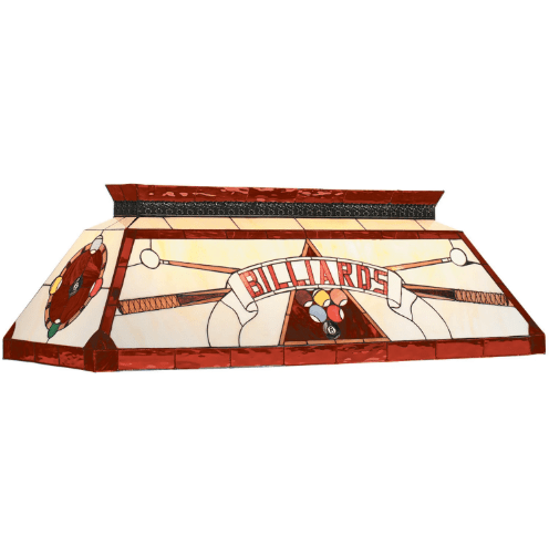 RAM Game Room |Tiffany | 44"| 3-Light Billiard Fixture | Red Stained G ...
